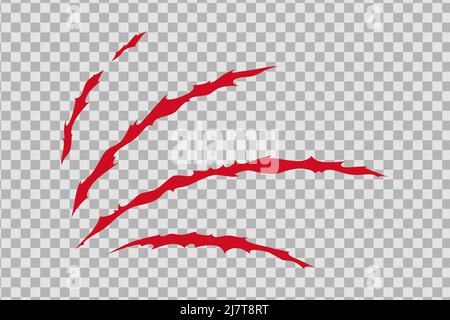 Dog or Wolf Paw print with scratches. Black Silhouette, contour, red ...