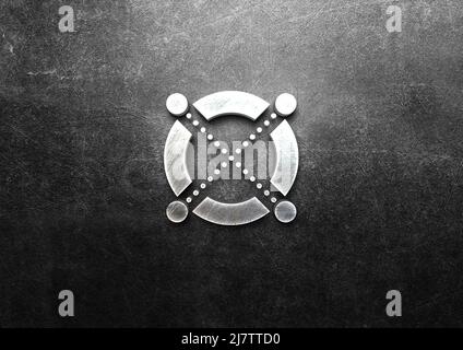 3D rendering cryptocurrency elrond coin on colorful background ...