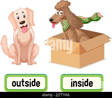 Opposite words for inside and outside illustration Stock Vector Image ...