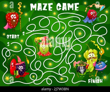 Fairytale maze for kids with fantasy characters. Magic kingdom ...