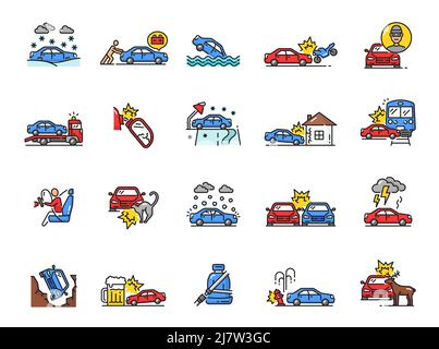 Automobiles linear icons set. Speed , Power , Luxury , Comfort ...