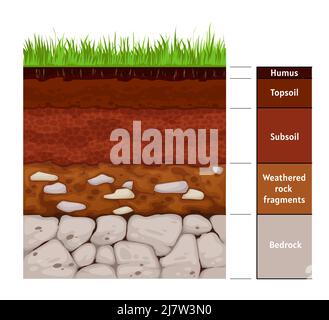 Soil layer infographics, earth texture horizon, subsoil land and ...