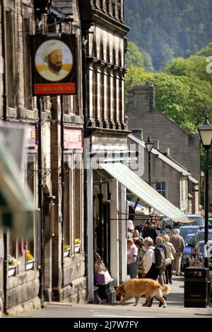 Shops on the High Street, Rothbury, Northumberland Stock Photo - Alamy