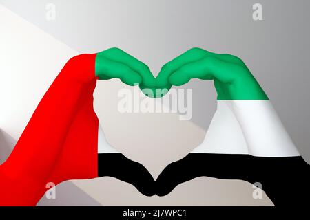 hands in heart gesture painted in flag Hungary. 3d rendering Stock ...