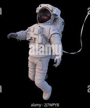 astronaut with safety tether, isolated on white background Stock Photo ...