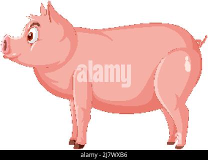 Cute pink pig side view flat vector illustration. Livestock farming ...