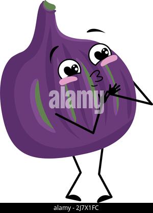 Fig character with love emotions, smile face, arms and legs. Person ...