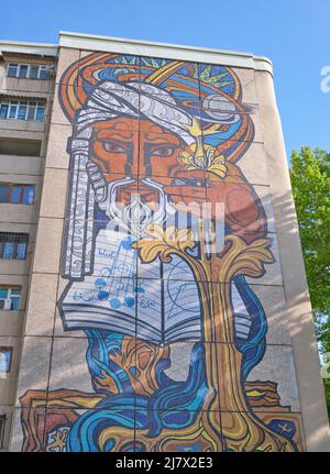 Huge portrait of Silk Road astronomer, Ulugh Beg. Iconic tile mosaic ...