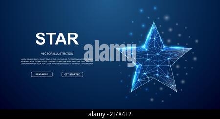 Star 3d polygonal symbol for landing page template. Low poly Feedback ...