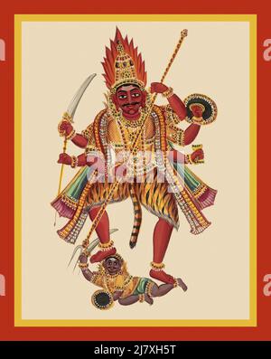 Virabhadra Crushing a demon beneath his feet Stock Photo - Alamy