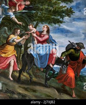 Fuga in Egitto - olio su tela - Pier Francesco Gianoli - 1680 - Maggiora (No), Italia, chiesa di ...