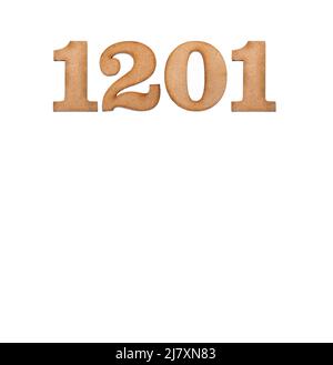 Number 1201 in wood, isolated on white background Stock Photo - Alamy