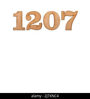 Number 1207 in wood, isolated on white background Stock Photo - Alamy