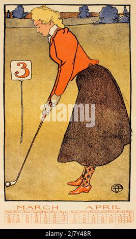 Golf Calendar; March / April Stock Photo - Alamy