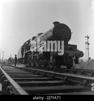 1960s, historical, steam locomotive, KOLHAPUR 5593 LMS, with LMS 9974 ...