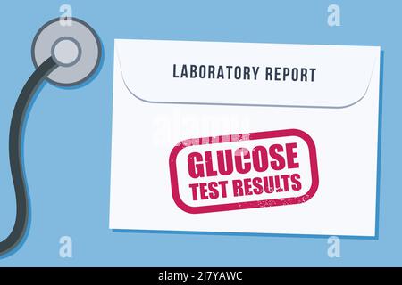 Glucose bloodwork laboratory test results. Health concept. Medical ...