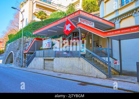 Lugano funicular to the Monte Bre and Lake Lugano, Switzerland Stock ...