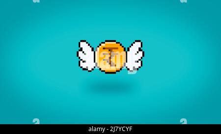 Pixel Rupee Coin with wings background - high resolution seamless ...