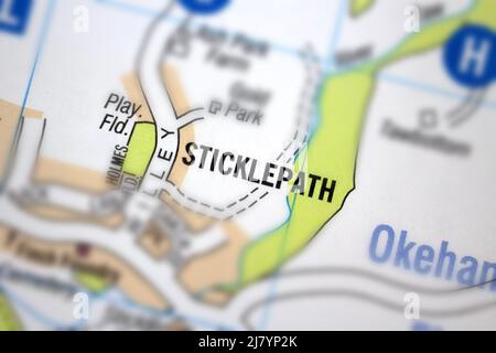Sticklepath village - Devon, United Kingdom colour atlas map town name ...