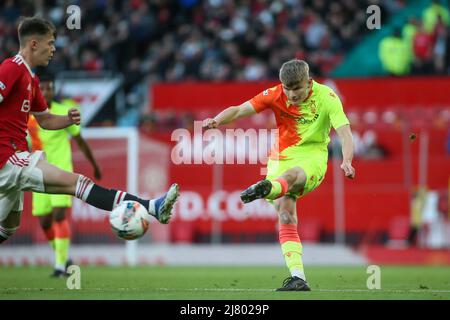 Kyle McAdam #3 of Nottingham Forest clears from Alejandro Garnacho #10 ...