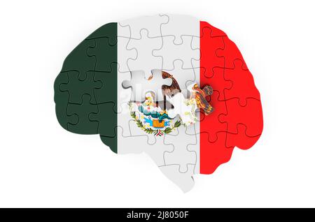 Human brain with Mexican flag. Scientific research and education in ...