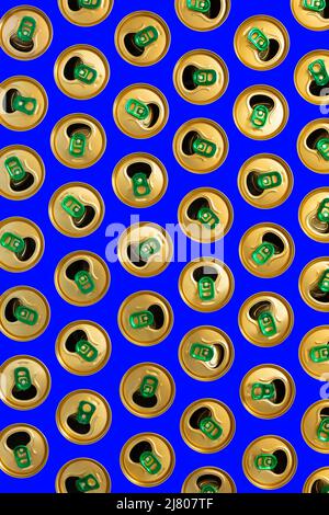 abstract background with tin cans of summer drinks. Summer cool drinks ...