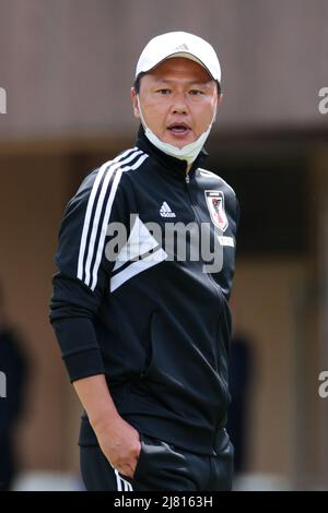 Go Oiwa (C), head coach of the Japan U23 national football team, speaks ...