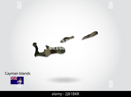 Abstract map of the Cayman Islands with a pattern of colorful squares ...