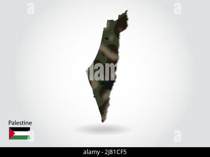 Palestine country border map in gold golden metal color design. Vector ...