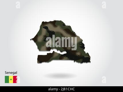 Senegal map in dark color, oval map with neighboring countries. Vector ...