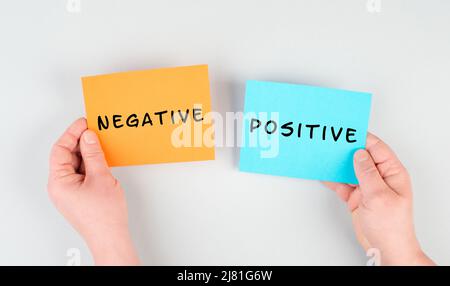 Positive or negative mindset or customer satisfaction concept. Happy ...