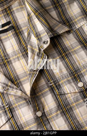 Classic geometric tweed shirt fabric in gray and yellow Stock Photo - Alamy