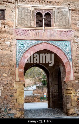 Old walls and buidings of medieval fortress Alhambra, Granada ...