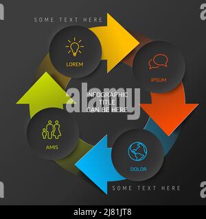 four steps sequence cycle process diagram infographic layout concept ...