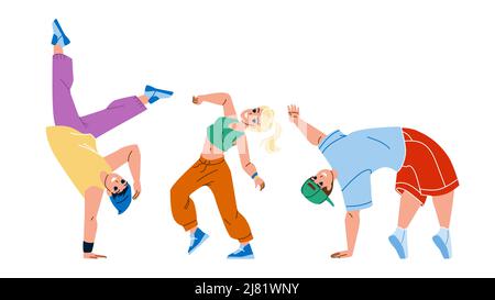 Teenagers In Dancing Class Exercising Dance Vector Stock Vector Image ...