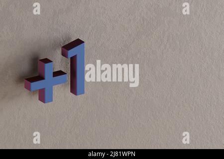 Beautiful abstract illustrations Plus One symbol icons on a column and ...