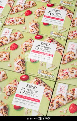 Paperboard / cardboard packaging of Tesco own-label Summer Fruits ...