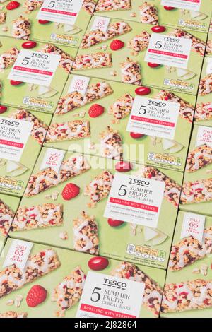 Paperboard / cardboard packaging of Tesco own-label Summer Fruits ...