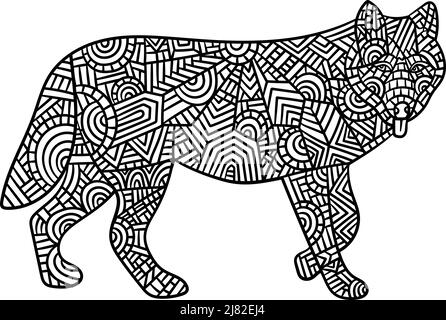 Wolf Mandala Coloring Pages for Adults Stock Vector Image & Art - Alamy