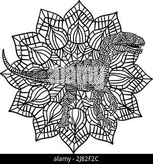Velociraptor Mandala Coloring Pages for Adults Stock Vector Image & Art ...