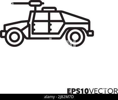 High mobility multipurpose wheeled vector filed line icon. Military ...