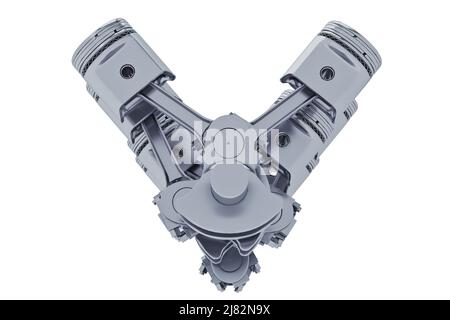 Pistons V8 engine chrome plated isolated on white background Stock ...