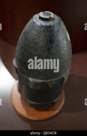 Russian howitzer barrel close-up. Black and white photo of a Russian ...