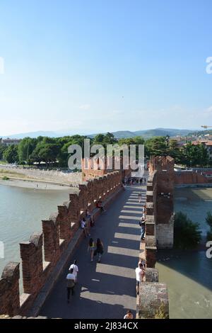 Verona, Italy, partial view of the fortifications of Verona's old ...