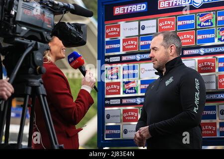 Jenna Brooks Sky Sports rugby league reporter during filming at The ...