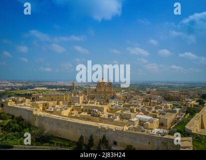 Aerial view of Mdina Medina, fortress town, Malta Stock Photo - Alamy