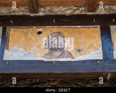 Painted head of a patron god, Taberna of the Four Deities, Via ...