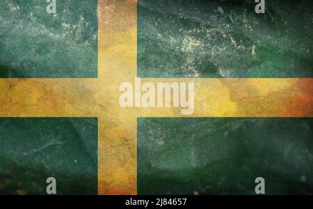Top view of flag Oland, Sweden. Swedish travel and patriot concept. no ...