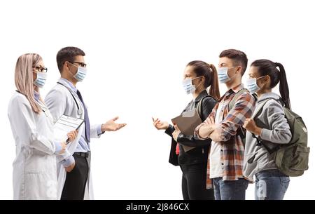 group of doctors with clipboard isolated on white Stock Photo - Alamy