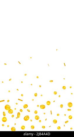 Thai baht coins falling. Pleasing scattered THB coins. Thailand money ...